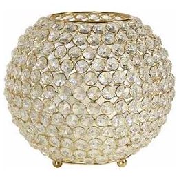 Windlicht Home Affaire "Kristall", gold (goldfarben), H:18cm Ø:21cm, Aluminium, Glas, Kerzenhalter