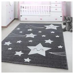 Kinderteppich Ayyildiz TEPPICHE "Kids 610" Gr. 4, grau, B:160cm H:12mm L:230cm, Kunstfaser, Teppiche, auch in rund, Motiv Sterne, Kurzflor