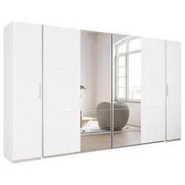 Schwebet&uuml;renschrank Rauch "Kleiderschrank Dreht&uuml;renschrank Schrank Garderobe KRONACH TOPSELLER", wei&szlig; (alpinwei&szlig;, griffleisten alu, mit 2 spiegel), B:354cm H:210cm T:59cm, Holzwerkstoff, Schr&auml;nke, Schwebet&uuml;renschrank, Kombischrank optional mit 1 oder 2 Spiegel viele B&ouml;den MADE IN GERMANY
