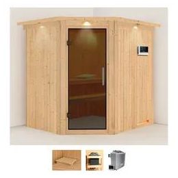 Sauna Karibu "Siirin", beige (naturbelassen), Saunaofen, externe Steuerung, 9 kW, Saunen, Ofen 9 KW externe Strg easy