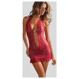 Neckholder-Body Lascana, Damen, Gr. 40, N-Gr, rot (dunkelrot), Spitze, Obermaterial: 90% Polyamid, 10% Elasthan, eng extrakurz, Bodys, aus Spitze, sexy Dessous, Reizwäsche