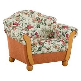 Sessel Home Affaire "Milano, bequemer Loungesessel im Landhaus-Stil", bunt (terrakotta, geblümt), B:102cm H:83cm T:81cm, Chenille (70% Polyacryl, 30% Polyester) auf Korpus und Zierkissen, Sitz und Rücken im Blumenmuster »Paradise« (100% Polyester);Chenille (70% Polyacryl, 30% Polyester), Sessel