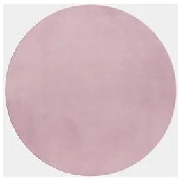 Hochflor-Teppich Ayyildiz TEPPICHE "POUFFY 5100", rosa (rose), H:20mm Ø:160cm, Polyester, Teppiche, Läufer, weicher glatter Softflor, Kaninchen Fell Haptik, waschbar