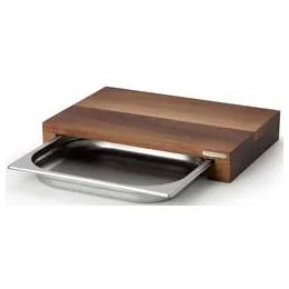 Schneidebrett CONTINENTA "Walnuss", braun (holzfarben), B:27cm H:7cm L:39cm, Edelstahl, Massivholz, Schneidebretter, mit Schublade
