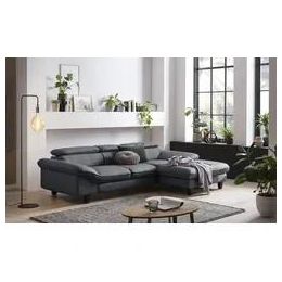 Ecksofa Home Affaire "Pilot L-Form", grau (fango), B:268cm H:73cm T:108cm, 100% Polyester, Feinstruktur 75000 Scheuertouren, Struktur 35000 Scheuertouren, Microfaser 40000, Sofas, mit Kopfteilverstellung, wahlweise mit Bettfunktion & Bettkasten
