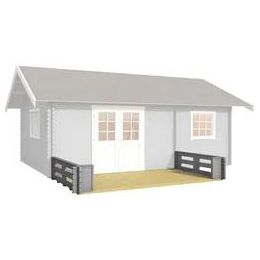 Terrasse Lasita Maja "CAROLINE", grau (lichtgrau), B:365cm H:57cm T:200cm, Holzwerkstoff, Gartenhaus-Terrassen, inkl. Fußbodenbretter zum Verlegen