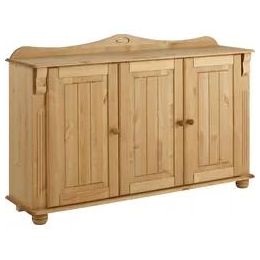 Sideboard Home Affaire "Adele", beige (gelaugt, geölt), B:130cm H:90,7cm T:39,5cm, Sideboards, Kommode, 3-türig, Breite 130 cm, aus massiver Kiefer, FSC