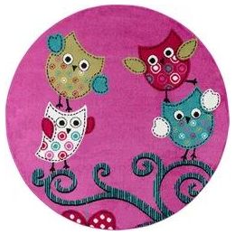Kinderteppich Ayyildiz TEPPICHE "KIDS 420", lila, H:11mm Ø:160cm, Polypropylen, Teppiche, strapazierfähig / pflegeleicht/ Kurzflor/ Eulen Motiv
