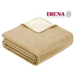Wohndecke Ibena "Wohndecke Doubleface Dublin", beige (natur), B:150cm L:200cm, Baumwolle, Polyacryl, Polyester, Wohndecken, Wohndecke, in trendigen Farben