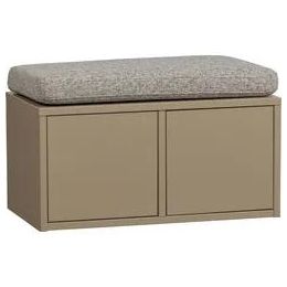 Sitzbank Woood "Turner", braun (schlamm), B:80cm H:47cm T:44cm, Holzwerkstoff, Sitzbänke, Sitzbank Schuhbank, inkl. bequemem Sitzkissen, Breite 80 cm