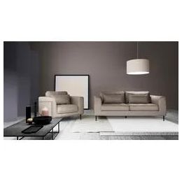 Sessel Trendmanufaktur "Luzi, Loungesessel, modern mit extra hohen Füßen", grau (cloud gray), B:96cm H:80cm T:99cm, 100% Polyester, Sessel, Designsessel mit tollem Sitzkomfort, Metallfüße schwarz, Breite 96 cm