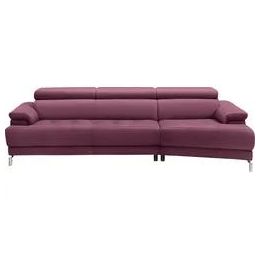 Ecksofa Egoitaliano "Soul, extravagantes Designsofa, Megasofa, super bequem, tolle Details", lila (violett), B:246cm H:99cm T:140cm, Leder NUVOLE (Echtes Rindsleder). Halbnatürliches, halbnarbiges Rindsleder mit einer natürlichen Körnung von 1, 2 bis 1, 4 mm. Dieses Leder hat eine weiche, wachsartige Haptik mit mattem Aussehen und einem Wolkeneffekt. Es handelt sich um ein Naturleder, das die ursp