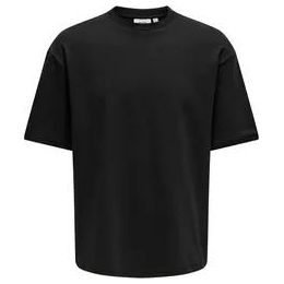 Only & Sons Rundhalsshirt ONLY & SONS "ONSCASPIAN AUT SS TEE", Herren, Gr. XL, schwarz, Jersey, Obermaterial: 61% Baumwolle, 22% Elastomultiester, 17% Polyester, unifarben, normal normal, Rundhals, Shirts