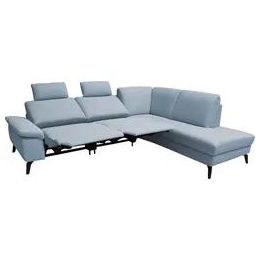 Ecksofa Alina, blau (hellblau gba 6), B:243cm H:118cm T:210cm, Struktur GBA (100% Polyester), Sofas, inkl. Kopfstützen, wahlweise mit Relaxfunktion, Breite: 243 cm
