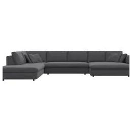 Wohnlandschaft FLEXLUX "Lovane, U-Form, bequem und komfortabel", grau (dervit grau), B:400cm H:84cm T:272cm, 100% Polyester, Sofas, Weich & anschmiegsam, große Sitztiefe auf Kaltschaum, Dekokissen inkl.
