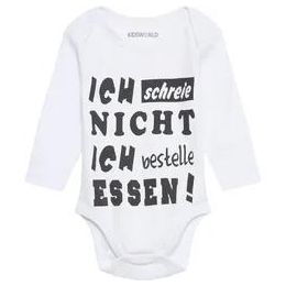 Langarmbody Kidsworld "Ich schreie nicht, ich bestelle Essen", Jungen, Gr. 62/68, N-Gr, wei&szlig;, Obermaterial: 100% Baumwolle, bedruckt, Basic, Bodys, aus Bio-Baumwolle