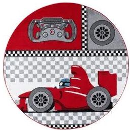 Kinderteppich Ayyildiz TEPPICHE "Kids 460", rot, H:12mm Ø:160cm, Kunstfaser, Teppiche, Kurzflor, Motiv Rennwagen