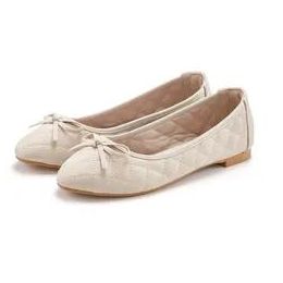 Ballerina Lascana "Slipper, Schlüpfschuh", Damen, Gr. 42, beige, Obermaterial: 100% Lederimitat. Futter: 100% Textilmaterial. Decksohle: 100% Textilmaterial. Laufsohle: 100% Synthetik, unifarben, Schuhe, mit Schleifenapplikation VEGAN