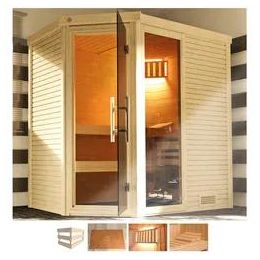 Sauna Weka "Cubilis", beige (naturbelassen), ohne Ofen, (ohne Ofen), Saunen, ohne Ofen, inkl. Aufbauservice