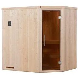 Sauna Weka "Varberg", beige (natur), Bio-Ofen, externe Steuerung, 7,5 kW, Saunen, 7,5 kW Bio-Ofen mit digitaler Steuerung