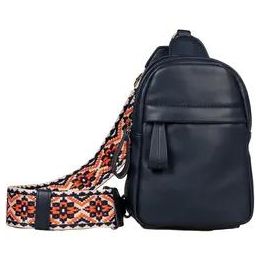 Rucksack Tom Tailor "Palina", Gr. B/H/T: 16,5cm x 22cm x 5,5cm, blau (dunkel blau), Polyurethane, Rucksäcke, aus weichem Lederimitat mit effektvollem Schulterriemen