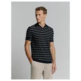 T-Shirt NO EXCESS "NO EXCESS Poloshirt mit kurzen Ärmeln", Herren, Gr. M, blau (nachtblau), 73% Baumwolle, 27% Leinen, Shirts