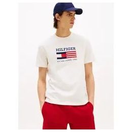 T-Shirt Tommy Hilfiger "AMERICANA MONOTYPE FLAG BOX TEE", Herren, Gr. XL, weiß (ivory petal), Single Jersey, Obermaterial: 100% Baumwolle, regular fit, Rundhals, Shirts, Mit markanter Stickerei