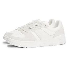Sneaker Tommy Jeans "TJM CUPSOLE PODS", Herren, Gr. 44, grau (weiß, hellgrau), Nappaleder, Veloursleder, Schuhe, Freizeitschuh, Halbschuh, Schnürschuh mit weichem Schaftrand