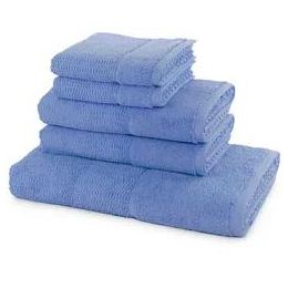 Möve Handtuch Set MÖVE FOR FROTTANA "Pearl", blau (cornflower), 5 Stk., Walkfrottier, Obermaterial: 100% Baumwolle, Handtuch-Sets, 5tlg.-Set 2xGästehandtuch 30/50,2xHandtuch 50/100,1xBadetuch 67/140