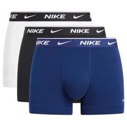 Trunk Nike UNDERWEAR "TRUNK 3PK", Herren, Gr. M (48), tqj deep night, weiß, schwarz, Jersey, Obermaterial: 95% Baumwolle, 5% Elasthan, körpernah, Unterhosen, mit farbigem Nike Logo-Elastikbund