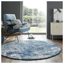 Teppich FLAIR RUGS "Wonderlust", blau, H:10mm Ø:160cm, Kunstfaser, Teppiche