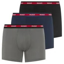 Trunk HUGO UNDERWEAR "BOXERBR TRIPL PLANET", Herren, Gr. L (52), open miscellaneous 980, Jersey, Obermaterial: 95% Baumwolle, 5% Elasthan, Unterhosen, kontrastfarbener Bund mit Logo