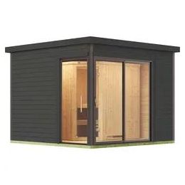 Saunahaus Weka "412", grau, Saunaofen, externe Steuerung, 7,5 kW, Saunen