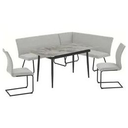 Eckbankgruppe OTTO HOME "Stevian", grau, grau,, Struktur (100% Polyester), Bank Recamiere rechts, FSC-zertifizierter Holzwerkstoff, Keramik, Metall, Polyester, Polywood, Sitzmöbel-Sets, Holz, Strukturstoffbezug, Freischwingerstühle, gesteppten Bänken