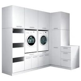 Mehrzweckschrank-Set LAUNDREEZY "Laundreezy, 9-tlg. Mehrzweckschrank-Set B/H/T 253/238/68 cm", weiß matt, B:253cm H:238cm T:68cm, Holzwerkstoff, Kastenmöbel-Sets, Breite 253 cm, Soft-Close-Funktion für Türen