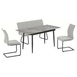 Essgruppe OTTO HOME "Stevian", grau, grau,, Struktur (100% Polyester), FSC-zertifizierter Holzwerkstoff, Keramik, Metall, Polyester, Polywood, Sitzmöbel-Sets, Holz, Strukturstoffbezug, Freischwingerstühle, gesteppten Bänken