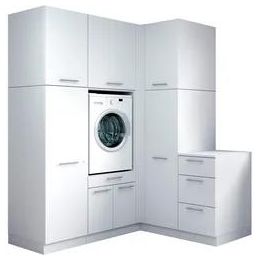 Mehrzweckschrank-Set LAUNDREEZY "Laundreezy, 7-tlg. Mehrzweckschrank-Set B/H/T 186/238/68 cm", weiß matt, B:186cm H:238cm T:68cm, Holzwerkstoff, Kastenmöbel-Sets, Breite 186 cm, Soft-Close-Funktion für Türen