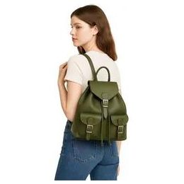 Rucksack "Chicaletta", Gr. B/H/T: 31cm x 30cm x 20cm, grün, Leder, Collezione Alessandro, Rucksäcke, lässiges Design aus echtem Leder
