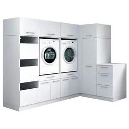 Mehrzweckschrank-Set LAUNDREEZY "Laundreezy, 9-tlg. Mehrzweckschrank-Set B/H/T 253/200/68 cm", weiß matt, B:253cm H:200cm T:68cm, Holzwerkstoff, Kastenmöbel-Sets, Breite 253 cm, Soft-Close-Funktion für Türen