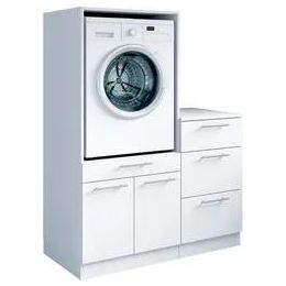 Mehrzweckschrank-Set LAUNDREEZY "Laundreezy, 2-tlg. Mehrzweckschrank-Set B/H/T 118/162/68 cm", weiß matt, B:118cm H:162cm T:68cm, Holzwerkstoff, Kastenmöbel-Sets, Breite 118 cm, Soft-Close-Funktion für Türen