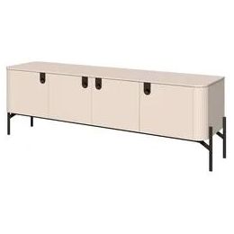 Lowboard Home Affaire "Rondo TV-Board, TV-Kommode, TV-Schrank, TV-Unterschrank, TV-Möbel", cashmere farbe, B:180cm H:60cm T:46cm, MDF, Metall, Spanplatte, Sideboards, UV lackiert, Soft Close Funktion, Metallrahmen als Basis des Elements