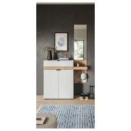 Garderoben-Set Inosign "Oran", grau, B:110cm H:194cm T:37cm, Spanplatte, Kastenmöbel-Sets, Oran, Evoke Oak, Grau, Garderobenset, Schrank, Spiegel, Flurmöbel