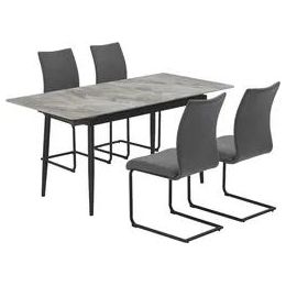 Essgruppe OTTO HOME "Stevian", anthrazite, anthrazite,, Struktur (100% Polyester), FSC-zertifizierter Holzwerkstoff, Keramik, Metall, Polyester, Polywood, Sitzmöbel-Sets, Holz, Strukturstoffbezug, Freischwingerstühle, gesteppten Bänken