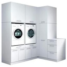 Mehrzweckschrank-Set LAUNDREEZY "Laundreezy, 6-tlg. Mehrzweckschrank-Set B/H/T 203/238/68 cm", weiß matt, B:203cm H:238cm T:68cm, Holzwerkstoff, Kastenmöbel-Sets, Breite 203 cm, Soft-Close-Funktion für Türen