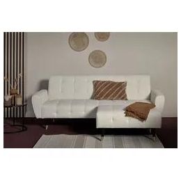 3-Sitzer Jahnke "CHILLAX DREAM", boucle sanftes weiß, B:213cm H:83cm T:173cm, Sofas, mit Schlaffunktion, Seitentasche, Hocker frei positionierbar, B:213 cm