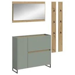 Garderoben-Set Inosign "EVRID, 4-teilig, Breite 172 cm, individuell stellbar & erweiterbar", salbei nb, artisan oak nb, B:172cm H:197cm T:32cm, Spanplatte, Kastenmöbel-Sets, Garderobenkombination, Garderobe, Wandgarderobe, Flur, Diele