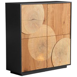 Xora Kommode, Schwarz, Eiche, Holzwerkstoff, 4 F&auml;cher, 110x115.5x40 cm, Bsci, stehend, Wohnzimmer, Kommoden & Sideboards, Kommoden