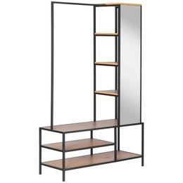 Mid.you Garderobe, Natur, Schwarz, Metall, Glas, Holzwerkstoff, 7 F&auml;cher, 110x177x40 cm, Garderobe, Garderoben-Sets & Serien, Garderoben-Sets