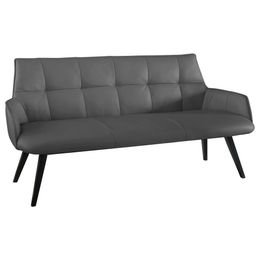 Novel Sitzbank, Anthrazit, Holz, Leder, Echtleder, Color-Finish-Leder, Rauleder, Buche, massiv, 3-Sitzer, 160x89.5x64 cm, Fsc, Lederauswahl, Esszimmer, B&auml;nke, Sitzb&auml;nke