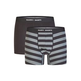 Happy Shorts Boxershorts Herren Größe M grau / schwarz / weiß